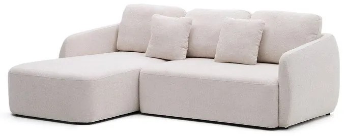 Krémová žinylková rozkládací rohová pohovka (levý roh/s lenoškou) Laira – Kave Home