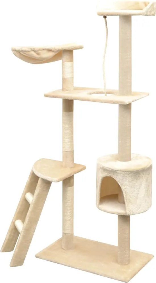 Škrabadlo pro kočky se sisalovými sloupky, 150 cm, béžová 170487