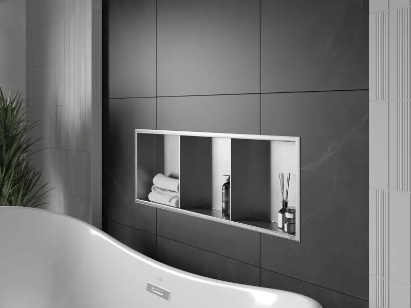 Mexen X-Wall-R nástěnná polička s límcem a policí 90 x 30 cm, inox - 1910903010S
