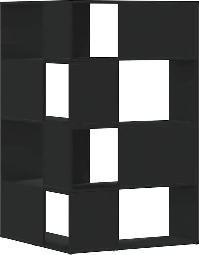 Rohová 4patrová knihovna černá 85x85x140 cm kompozitní dřevo 3307811
