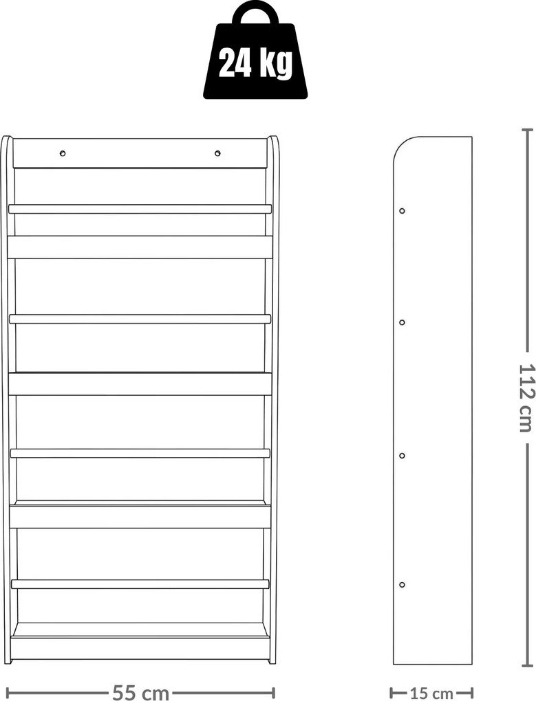 Dětský regál s bambusovými tyčemi TENO, 55 x 112 x 15 cm
