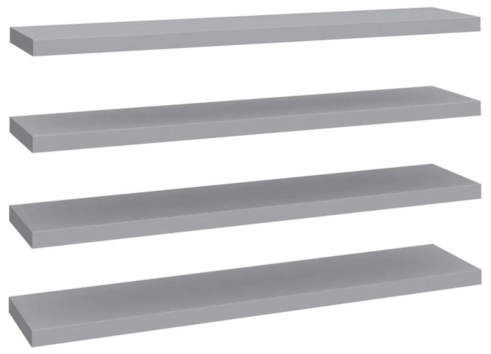 Petromila Plovoucí nástěnné police 4 ks šedé 120 x 23,5 x 3,8 cm MDF