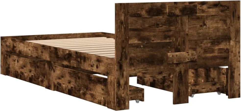 Rám postele s čelem kouřový dub 75 x 190 cm kompozitní dřevo 3295622