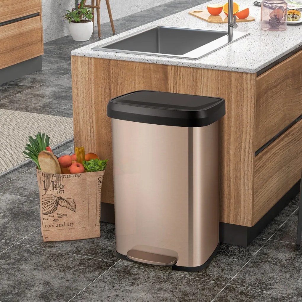 Costway Kuchyňský odpadkový koš 50 l s měkkým zavíracím víkem a deodorizační