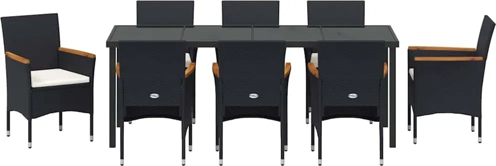 Zahradní jídelní souprava 9 ks Černá polyratan 3379757