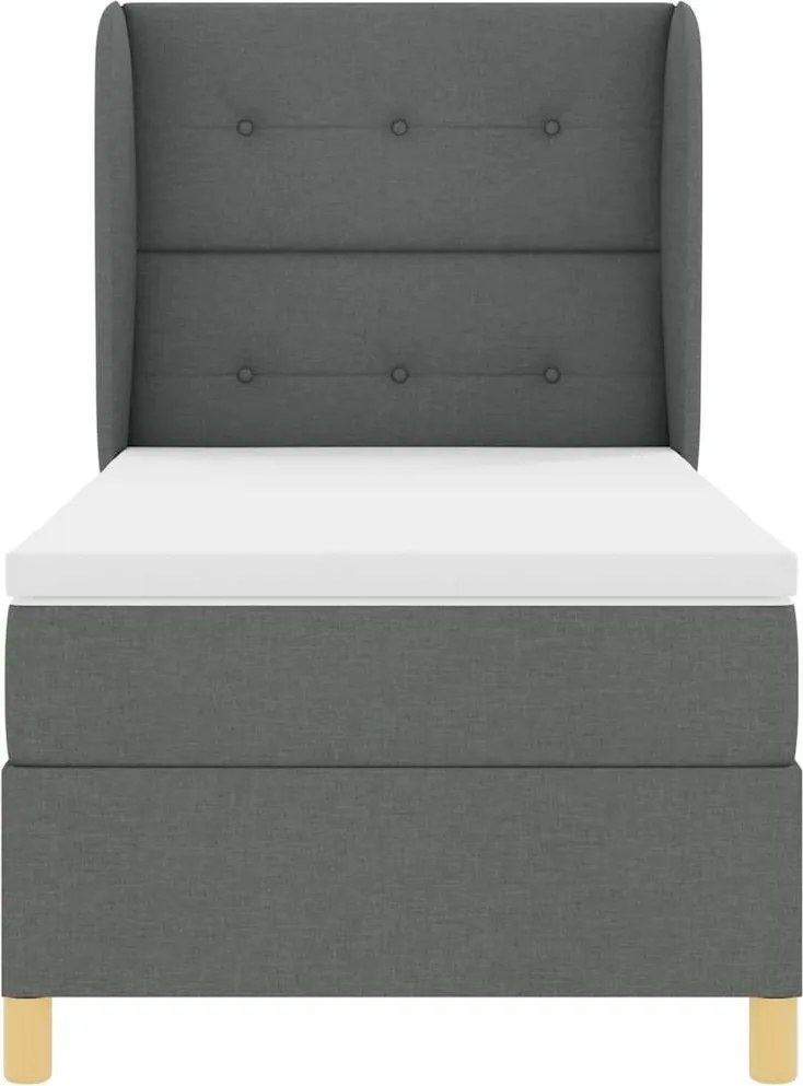 Postel s boxspringem s čelo Tmavě šedá 190 x 90 cm textil 3340726