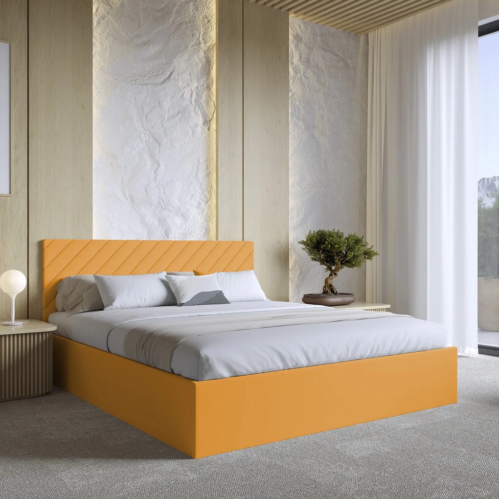 Eka Čalouněná postel ADEL 90x200 cm Barva látky Trinity: Hnědá (Trinity 2307)