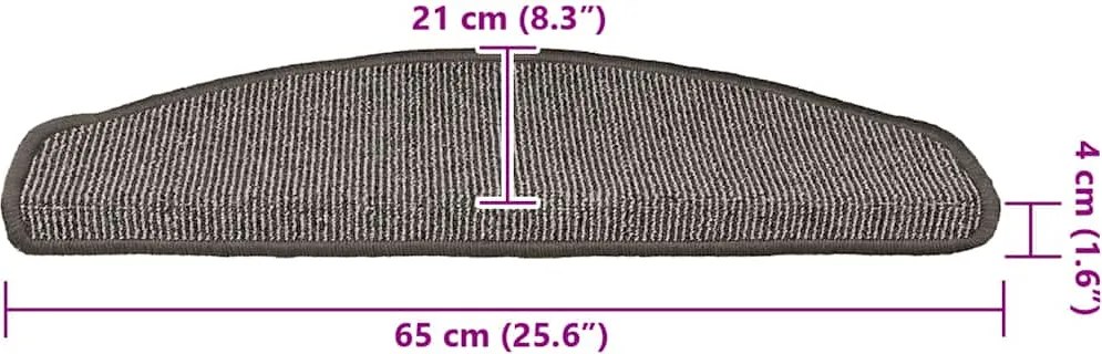 Schodové rohože 15 ks 65 x 21 x 4 cm šedé, půlkulaté, velké 149854