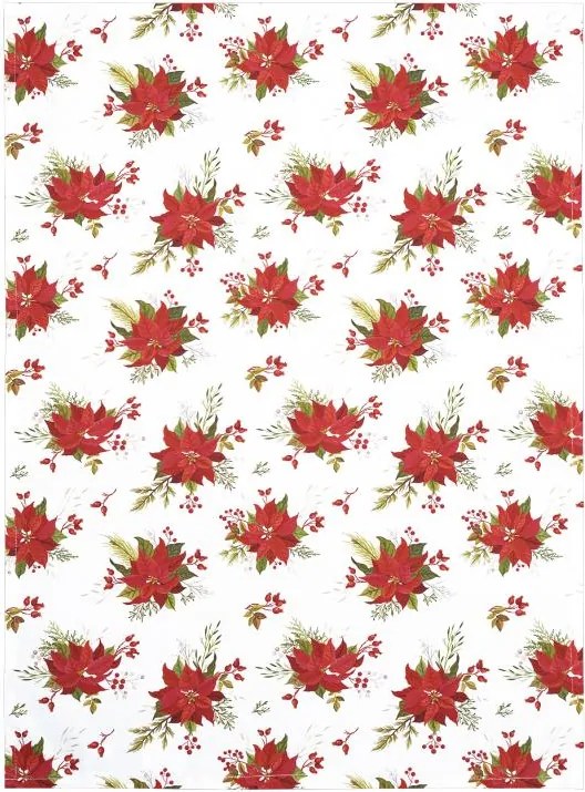 SCANquilt utěrka FLORA vánoční hvězdy, šípky bíločervená 50 x 70 cm