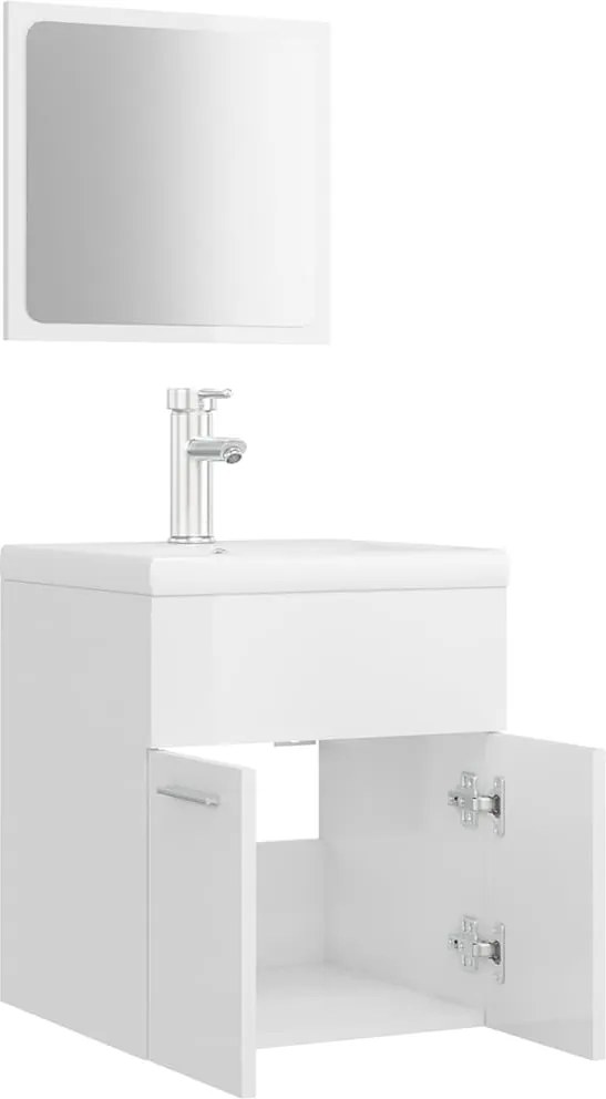 Set koupelnového nábytku bílý s vysokým leskem dřevotříska 3071312
