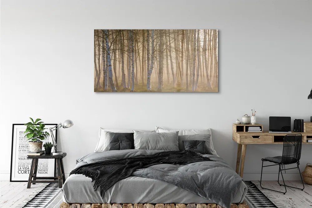 akrylový obraz Sunrise strom les 140x70 cm