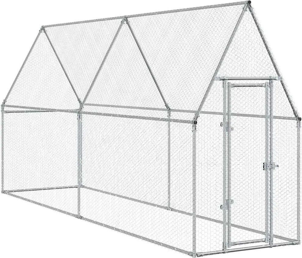 Klec pro kuřata stříbrná 400 x 100 x 190 cm pozinkovaná ocel 172551