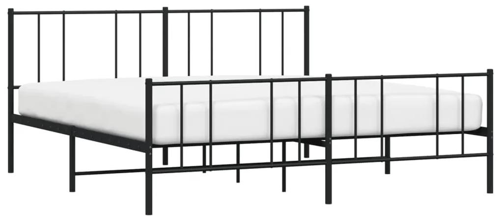 Kovový rám postele s hlavovým a nožním čelem černý 183 x 213 cm,  352503