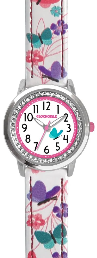 CLOCKODILE Bílé dívčí dětské hodinky MOTÝL CWG5150