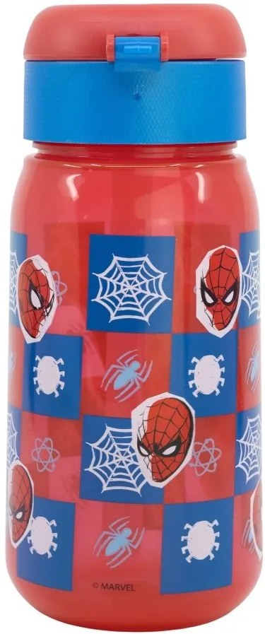 Plastová láhev na pití s brčkem a víčkem Spiderman - 510 ml
