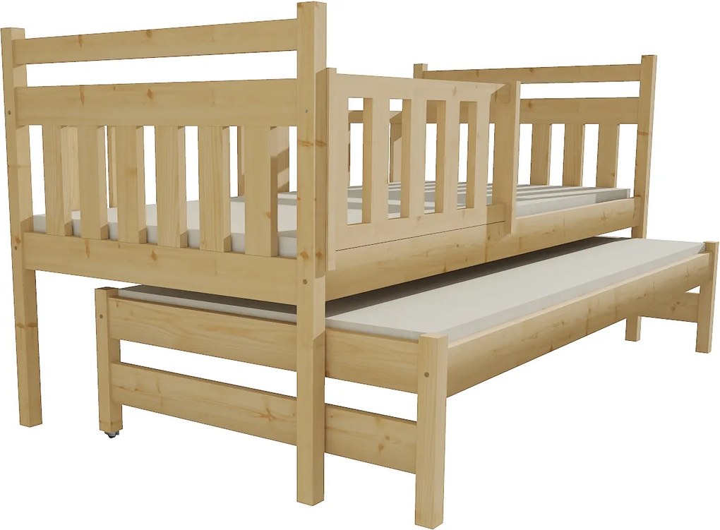 Vomaks Dětská postel s výsuvnou přistýlkou DPV 004 (netransparentní barva bordová, 2 kusy úložných prostor, 90 x 200 cm)