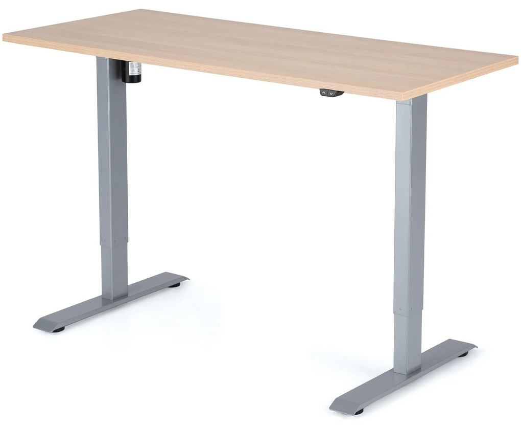 Výškově nastavitelný stůl Liftor 2segmentové nohy šedé,   deska 1380 x 650 x 25 mm dub sorano