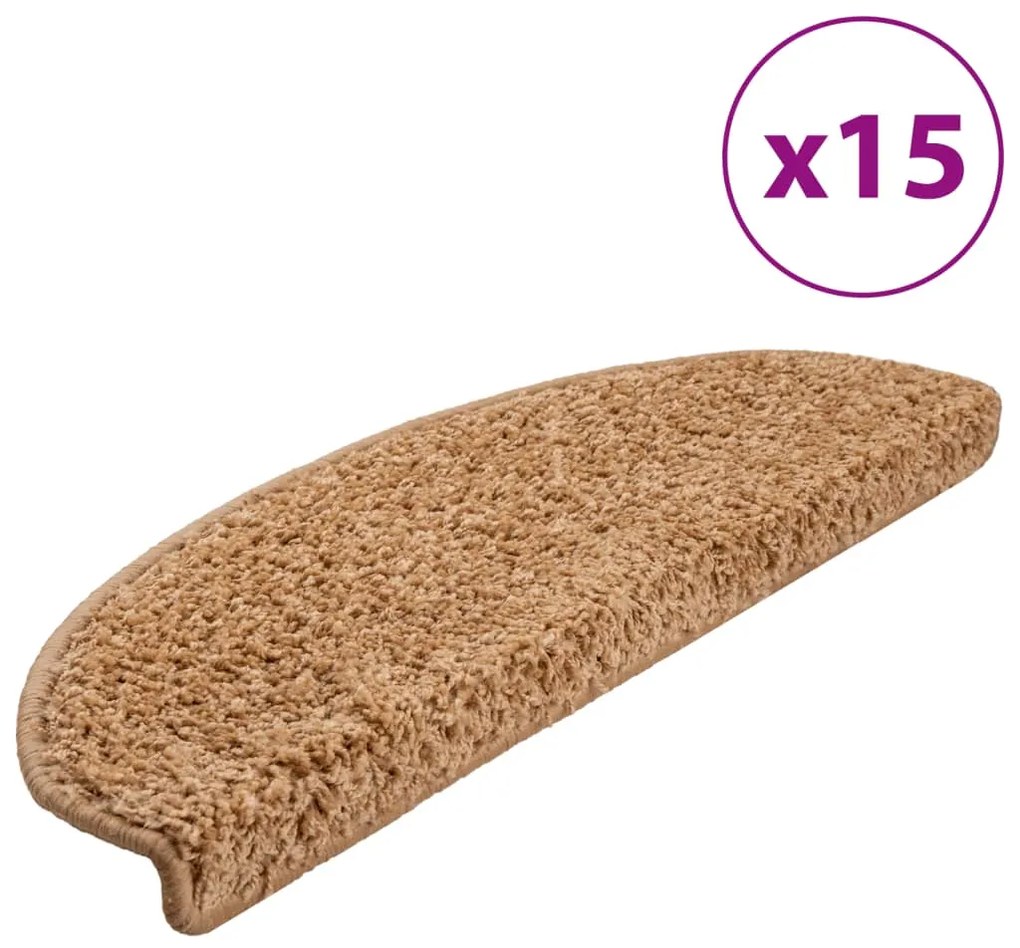 vidaXL Marketos Schodové rohože 15 ks 65 x 21 x 4 cm béžové, půlkulaté, velké