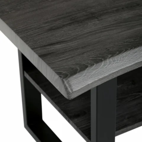 Konferenční stolek 120x60 dekor šedý dub police kovové nohy černý lak CT-F4212 GREY