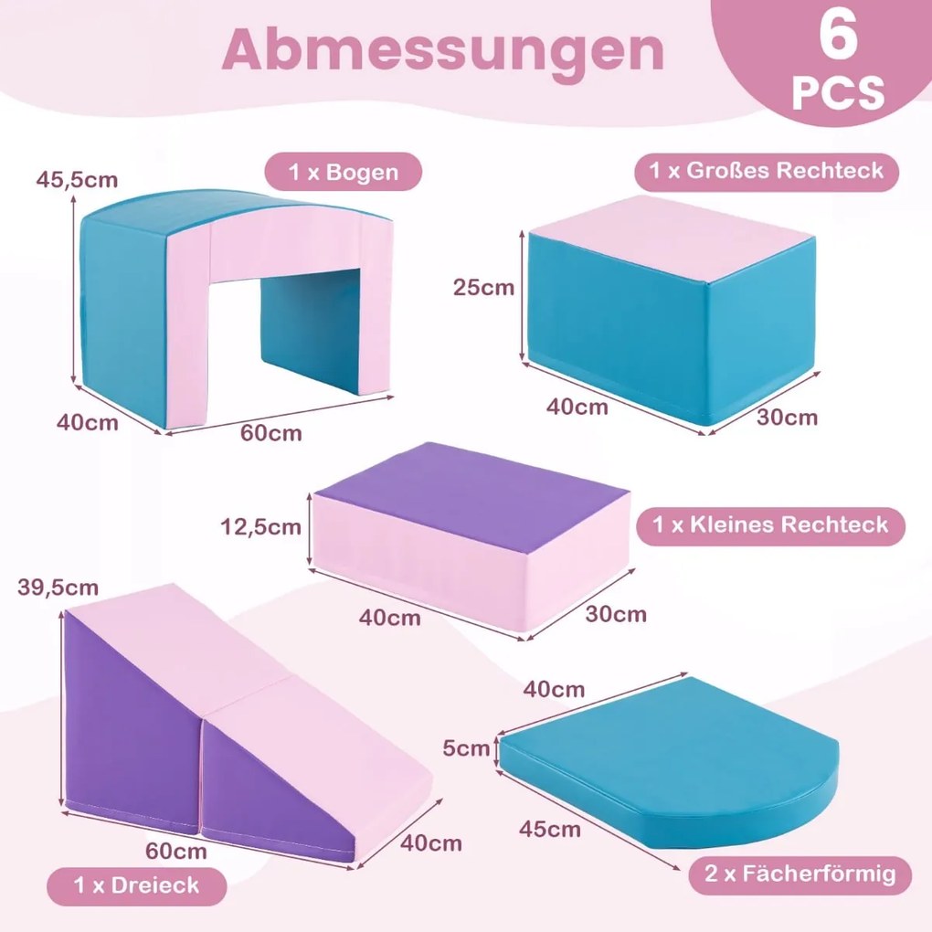 Costway 6 ks. Pěnové stavební bloky měkké stavební bloky s tunelovými schody