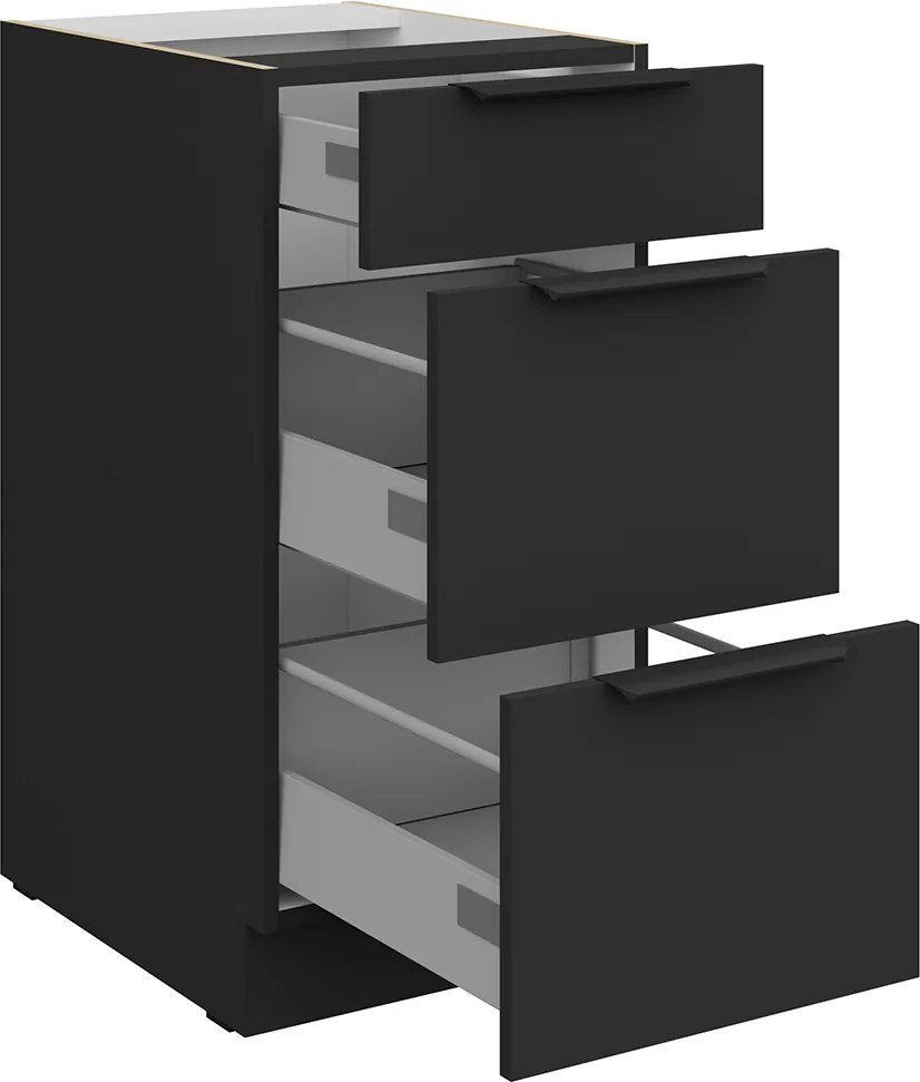 ARIA cc | dolní skříňka 40 D 3S zásuvková | 40 cm | PREMIUM BOX | černá