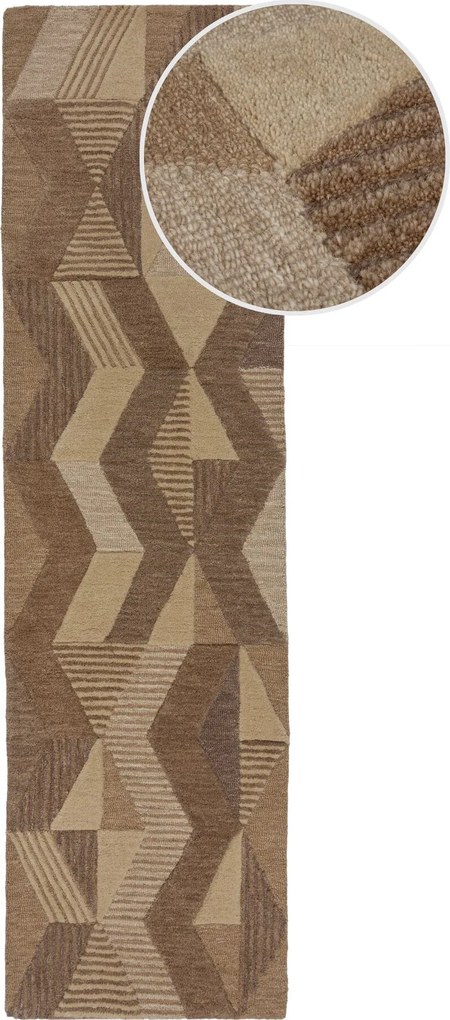 Flair Rugs, Běhoun Moda Asher Natural, 60x230, hnědá, chodba / předsíň