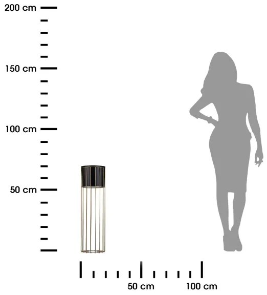 Kovový květináč LOFT 70x20 cm zlatá/černá