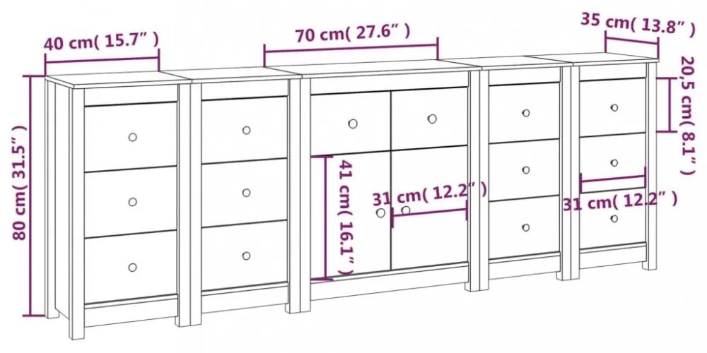 Komoda 230 cm Dekorhome Černá