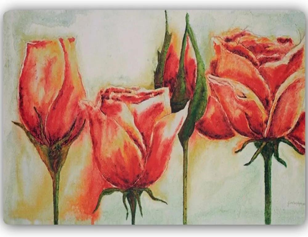 CARO Kovový obraz - Rose Flowers 60x40 cm