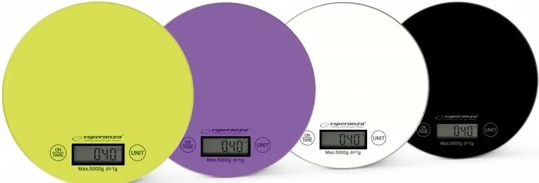Kuchňská váha Esperanza Mango 5kg/1g, bílá, kulatá