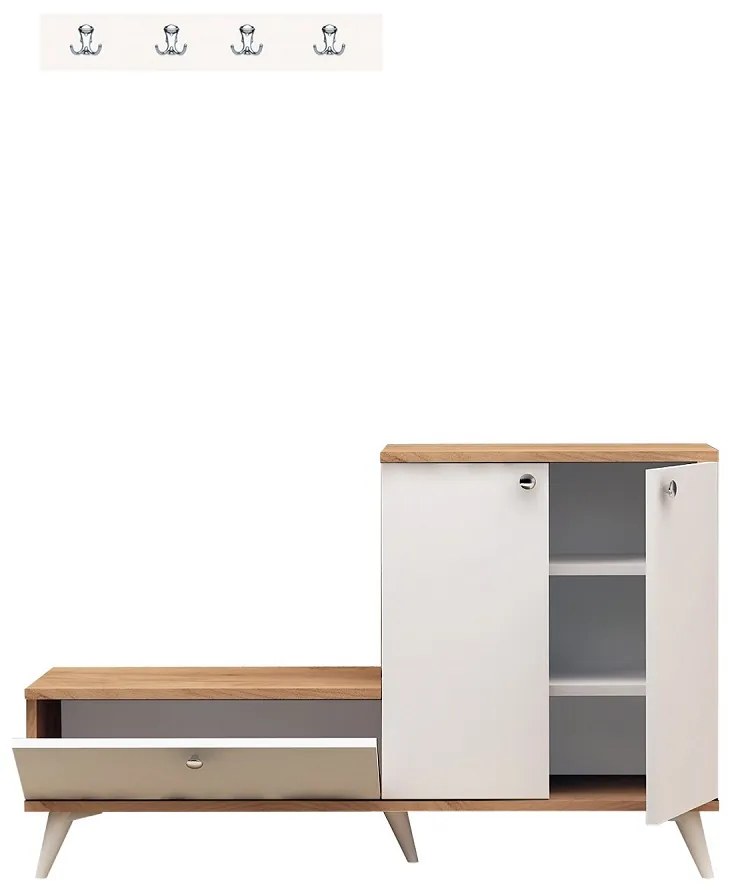 Designová předsíňová sestava Dally dub bílý