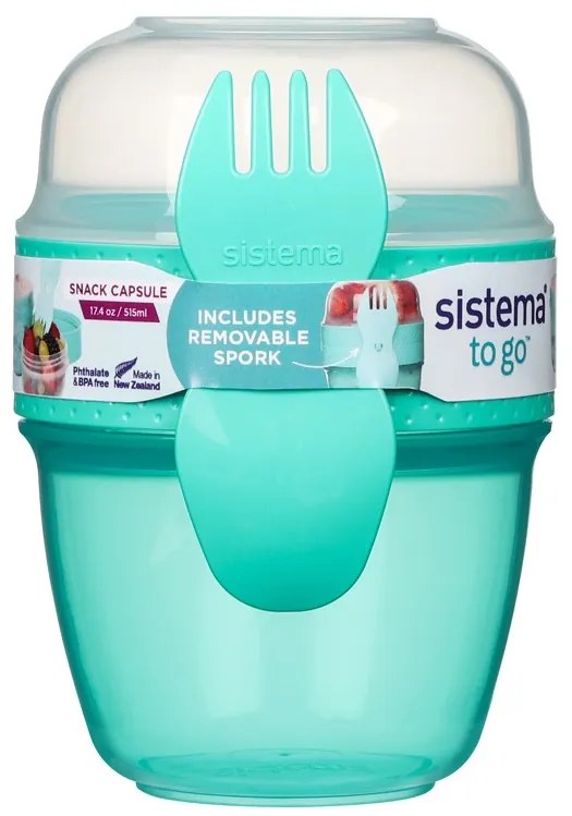 SISTEMA Krabička na jogurt a müsli, 2 komory+lžíce, SISTEMA, mix barev Barva krabiček SISTEMA: Modrá