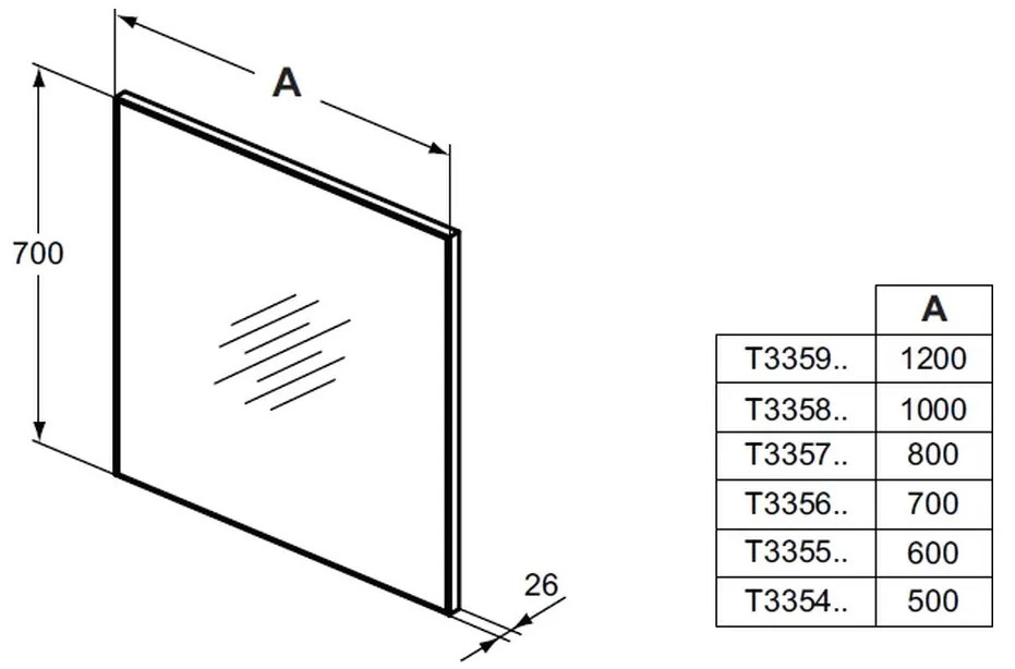 Ideal Standard Mirror & Light - Zrcadlo s rámem 800 mm, T3357BH