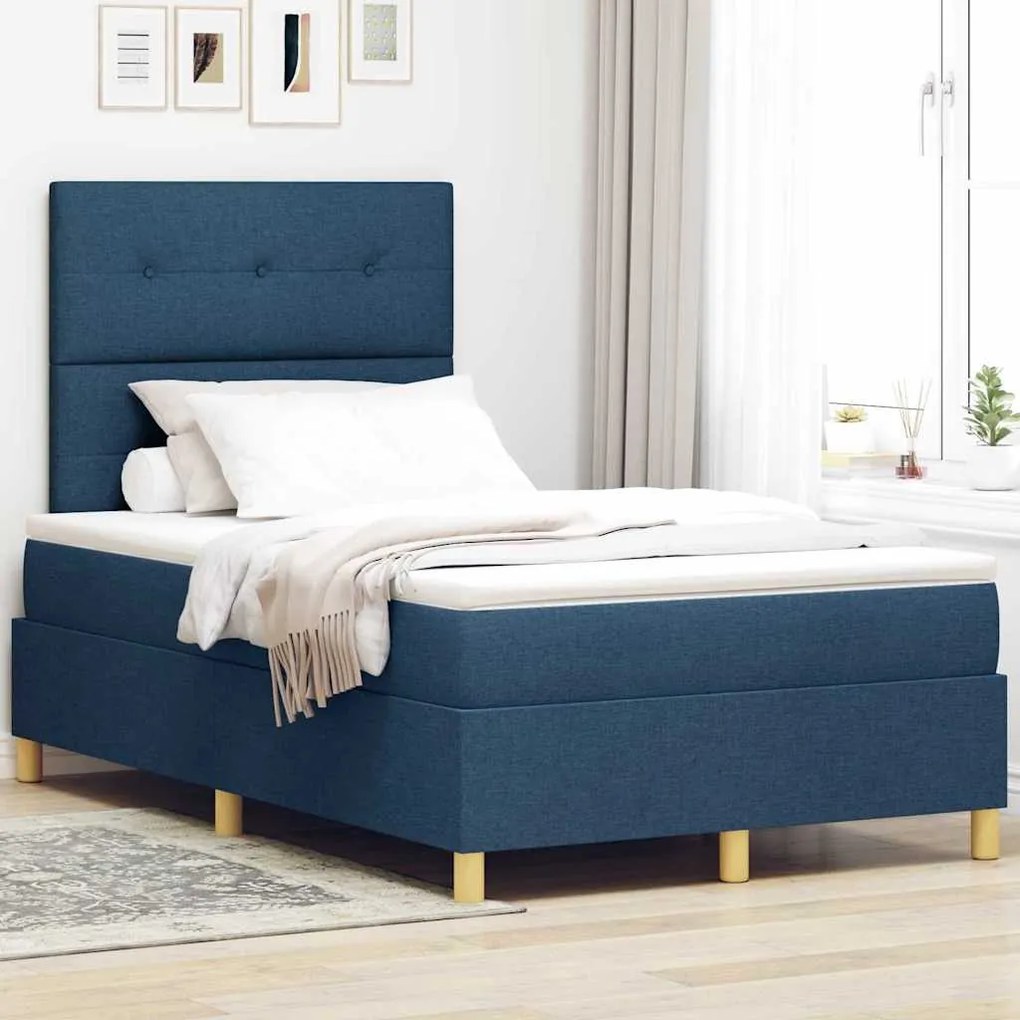 Postel s boxspringem s čelo Modrá 120 x 200 cm textil 3339615