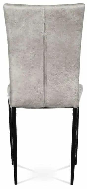 Autronic Jídelní židle AC-9910 LAN3 - lanýžová látka imitace broušené kůže, kov černý mat