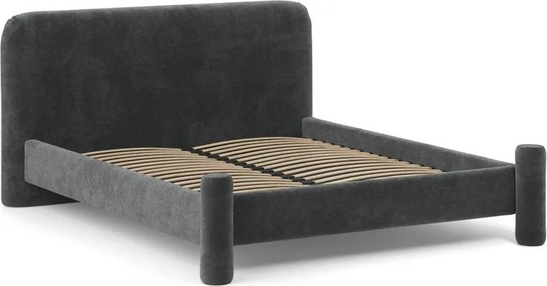 Tmavě šedá čalouněná dvoulůžková postel s roštem 180x200 cm Vera – Micadoni