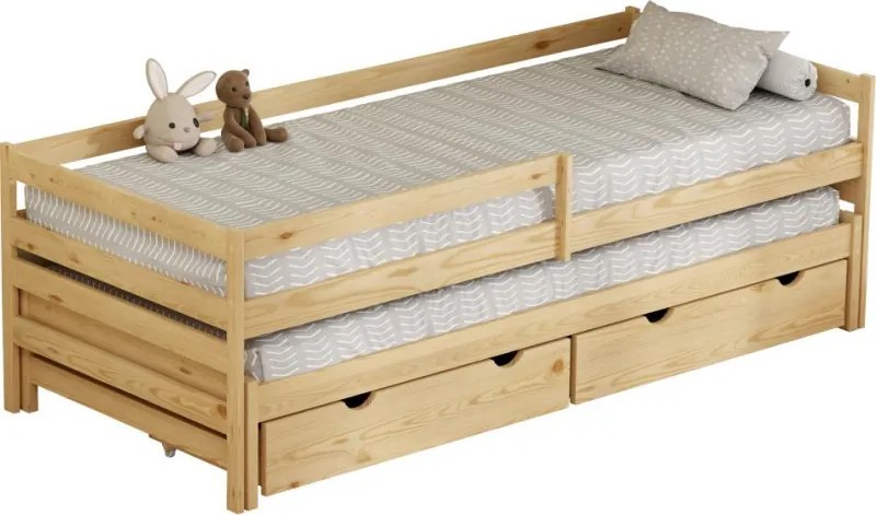 Postel s přistýlkou a úložným prostorem, 90x200, přírodní, ELARA Kondela 0000412691