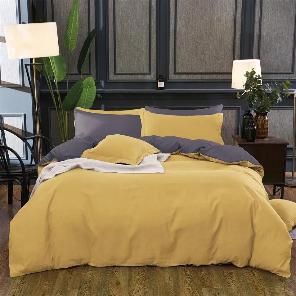 Bavlissimo 7-dílné povlečení bavlna/mikrovlákno žlutá šedá 140x200 na dvě  postele | BIANO