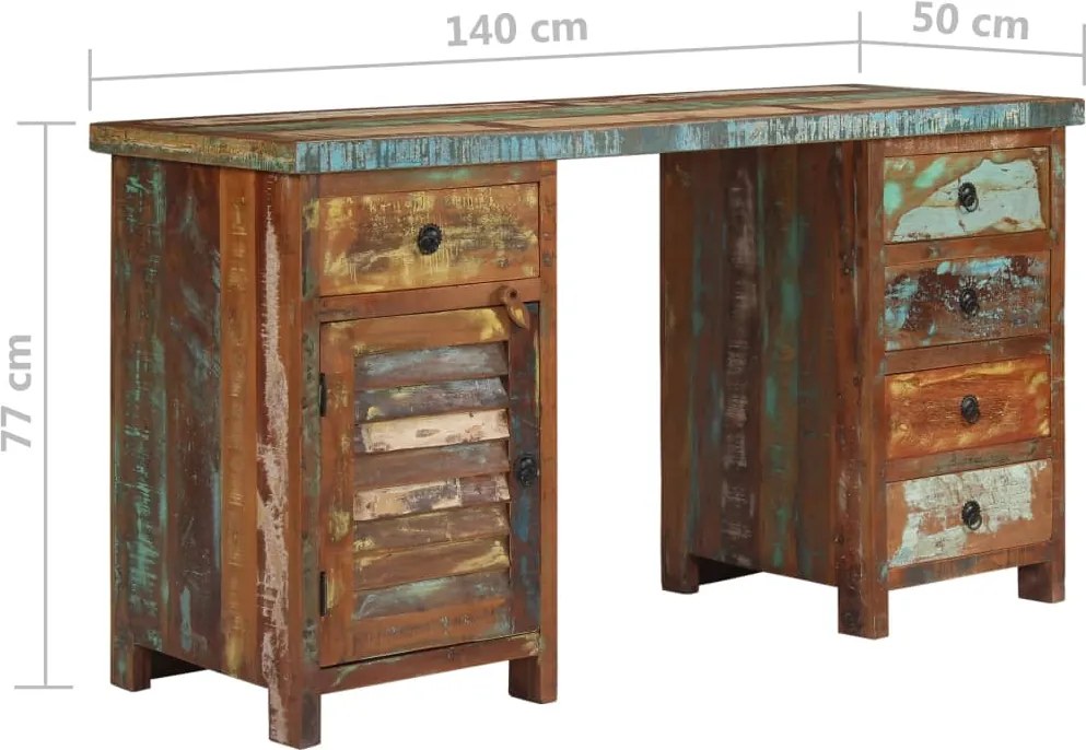 vidaXL Marketos Psací stůl se skříňkami masivní recyklované dřevo 140x50x77 cm