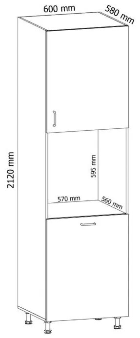 Aspen | skříňka pro vestavnou troubu D60P | PRAVÁ | bílá lesk