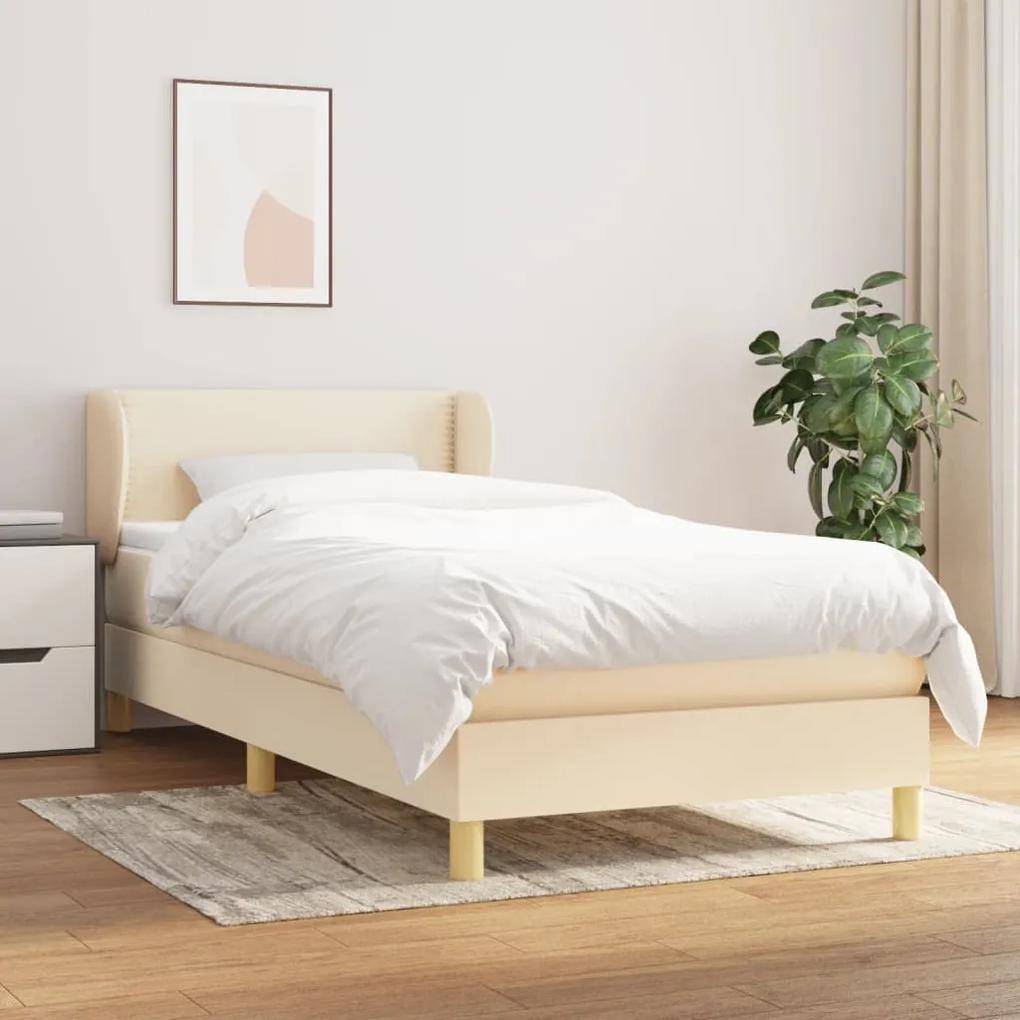 Box spring postel s matrací krémová 90x200 cm textil,  3126698