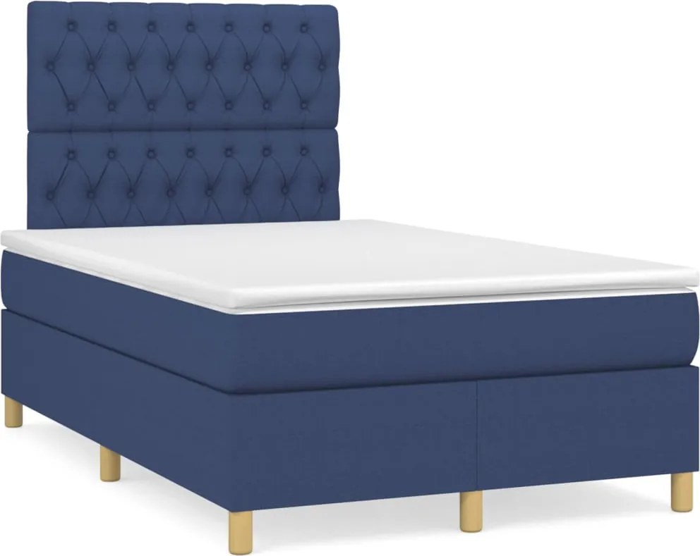 Box spring postel s matrací modrá 120x200 cm textil 3142567