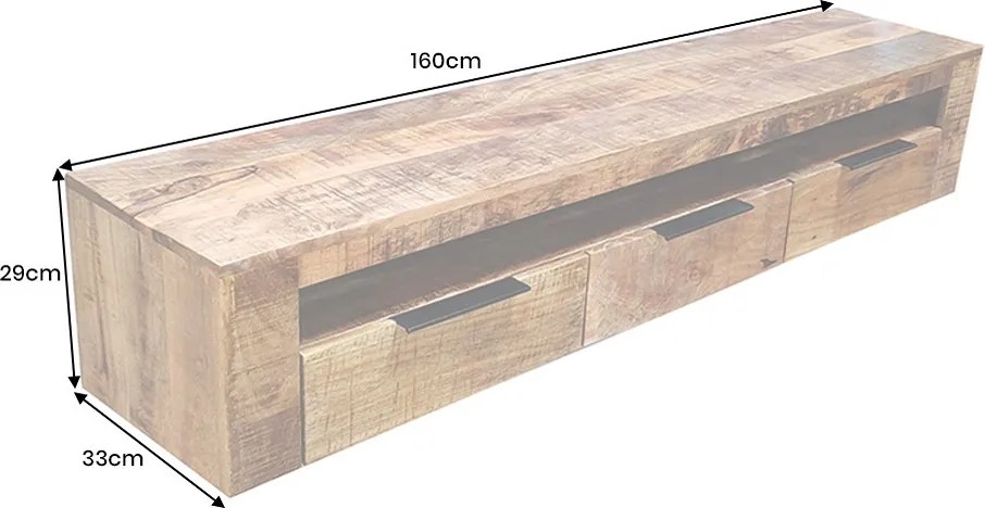 Designový závěsný TV stolek Thunder 160 cm mango