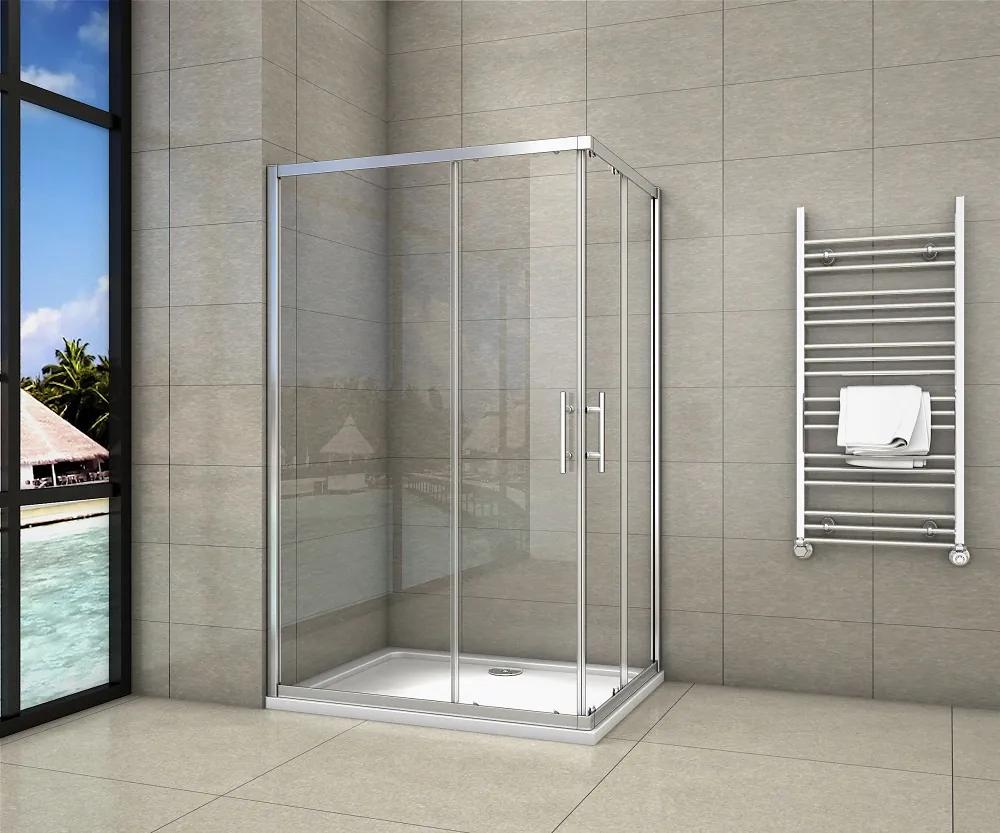 Sprchový kout čtvercový, SIMPLE 100x100 cm L/P varianta, rohový vstup včetně sprchové vaničky z litého mramoru