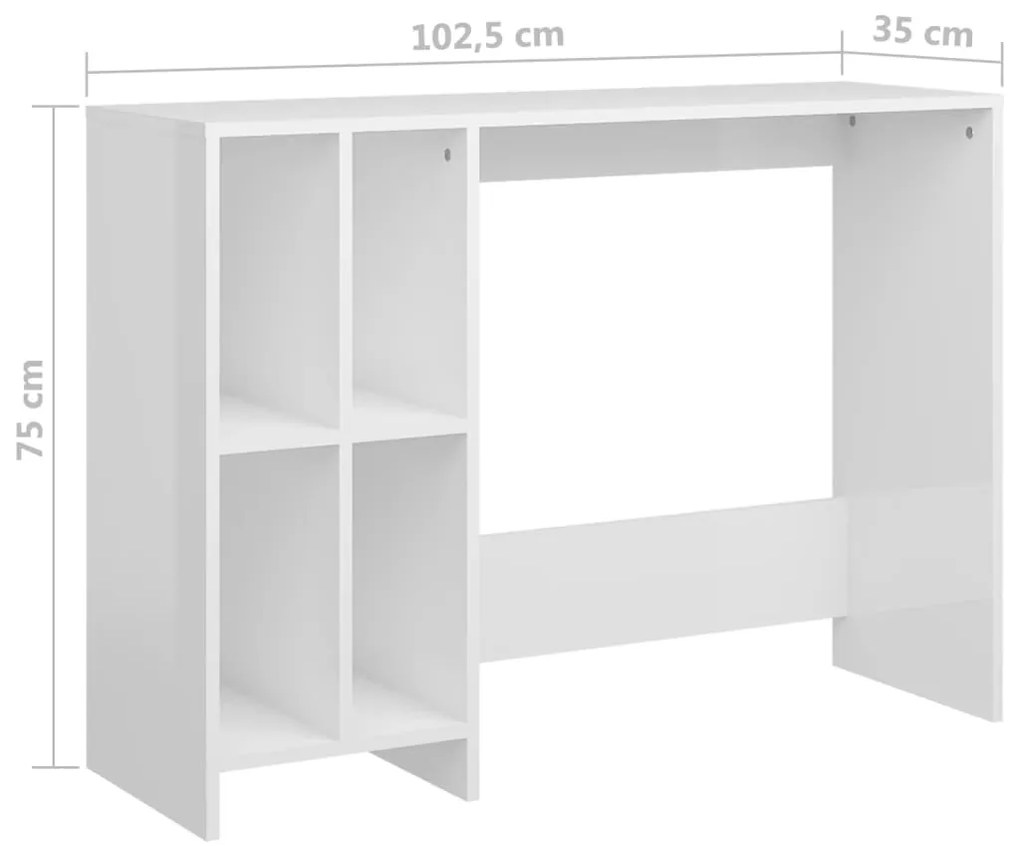 vidaXL Marketos Stůl na notebook bílý lesklý 102,5x35x75 cm kompozitní dřevo