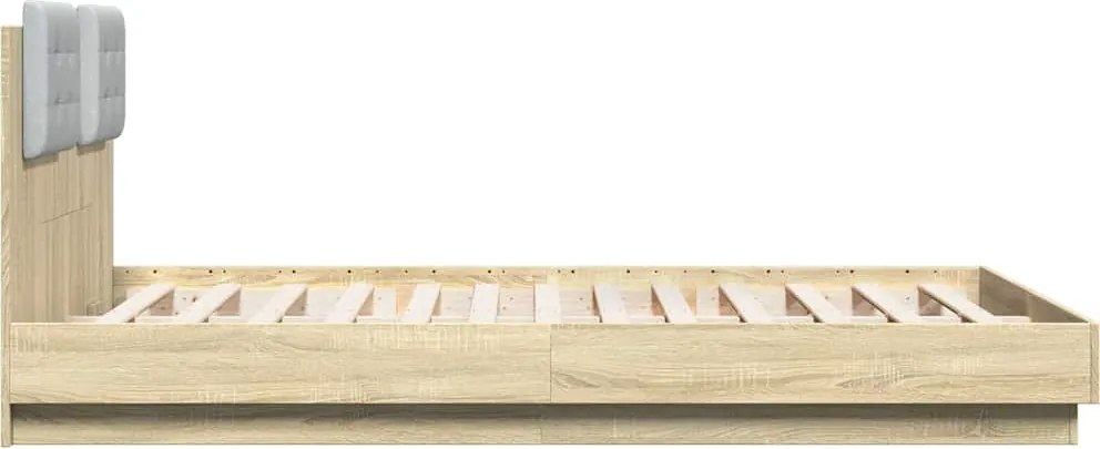 Rám postele s čelem a LED osvětlením dub sonoma 120 x 200 cm 3210019