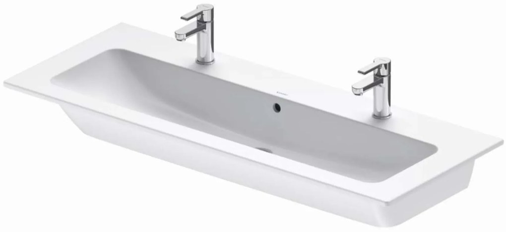 Duravit ME by Starck - Nábytkové dvojumyvadlo 123x49 cm, 2 otvory pro baterie, s WonderGliss, matná bílá 23611232241