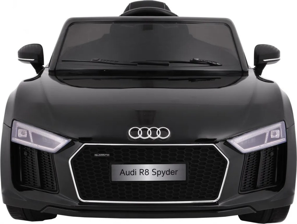 Ramiz Elektrické autíčko Audi R8 Spyder pro děti černé + dálkové ovládání + EVA + pomalý start + rádio MP3 + LED
