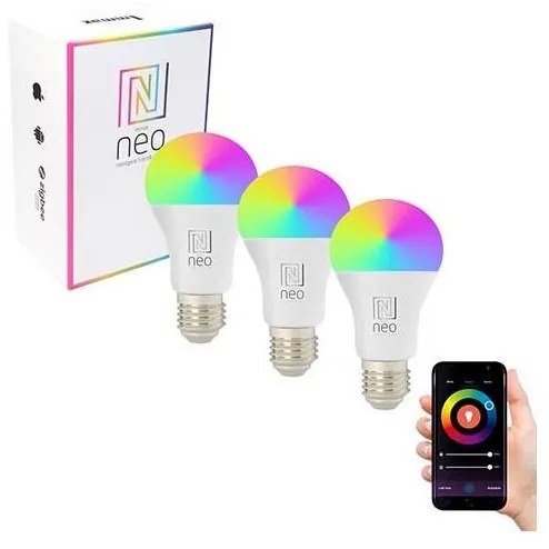 Immax NEO 07712C- SADA 3x LED RGB+CCT Stm. žárovka NEO LITE Wi-Fi E27/9W/230V