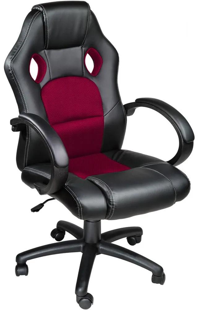tectake 401430 kancelářská židle ve sportovním stylu - černá/vínová